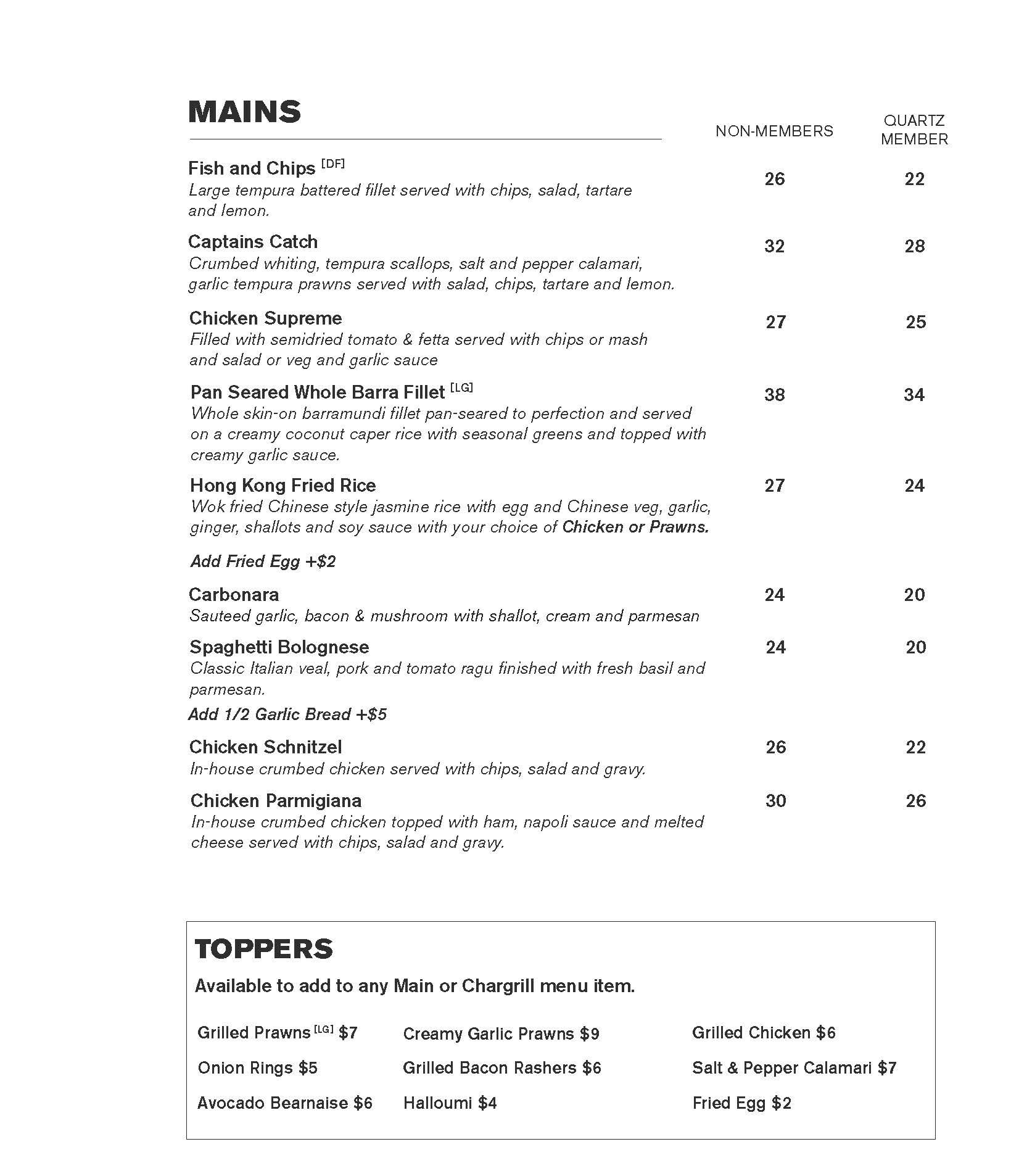 Menu - Westside HQ