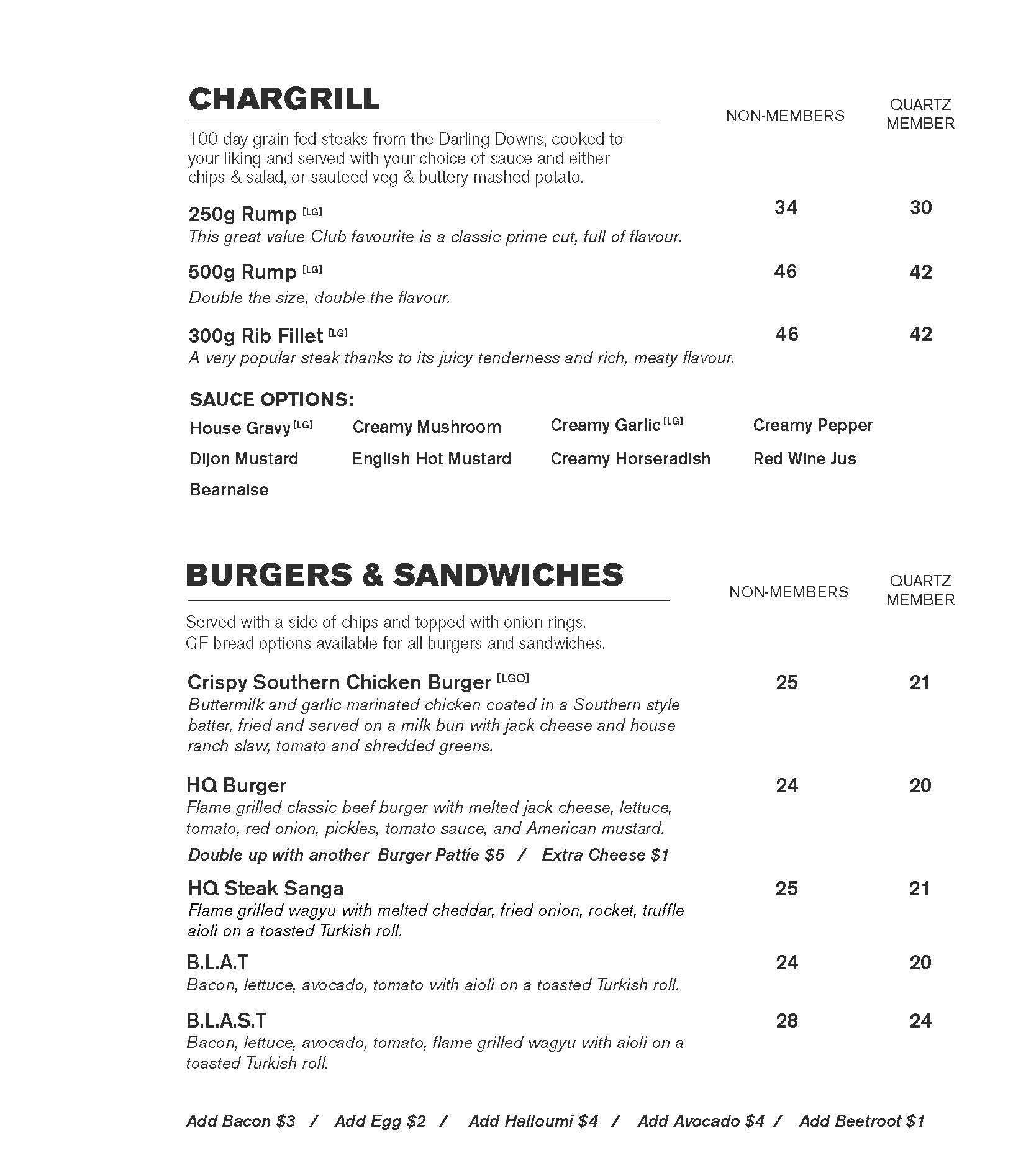 Menu - Westside HQ